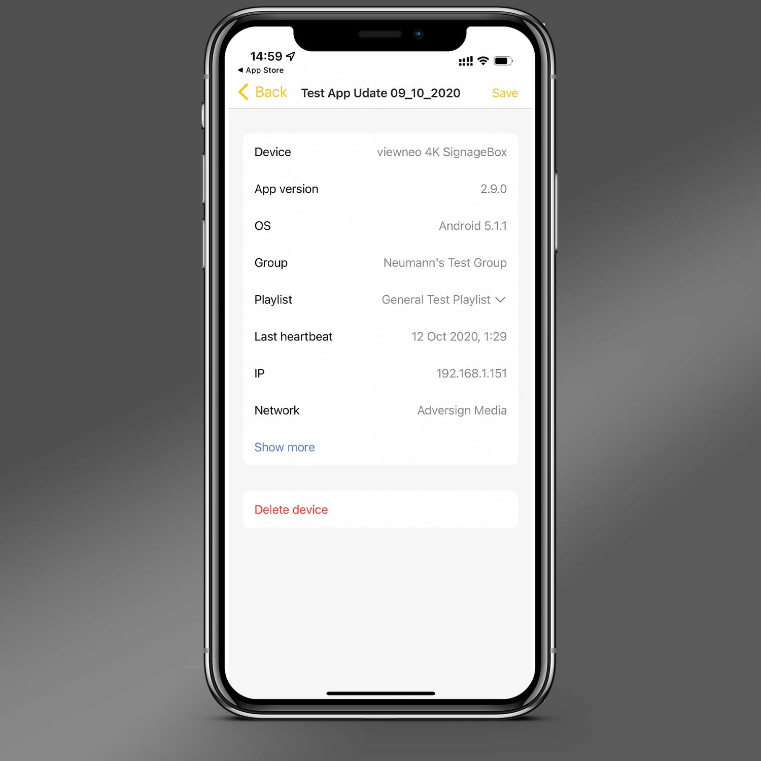 Companion-App für White Label SignageBox II